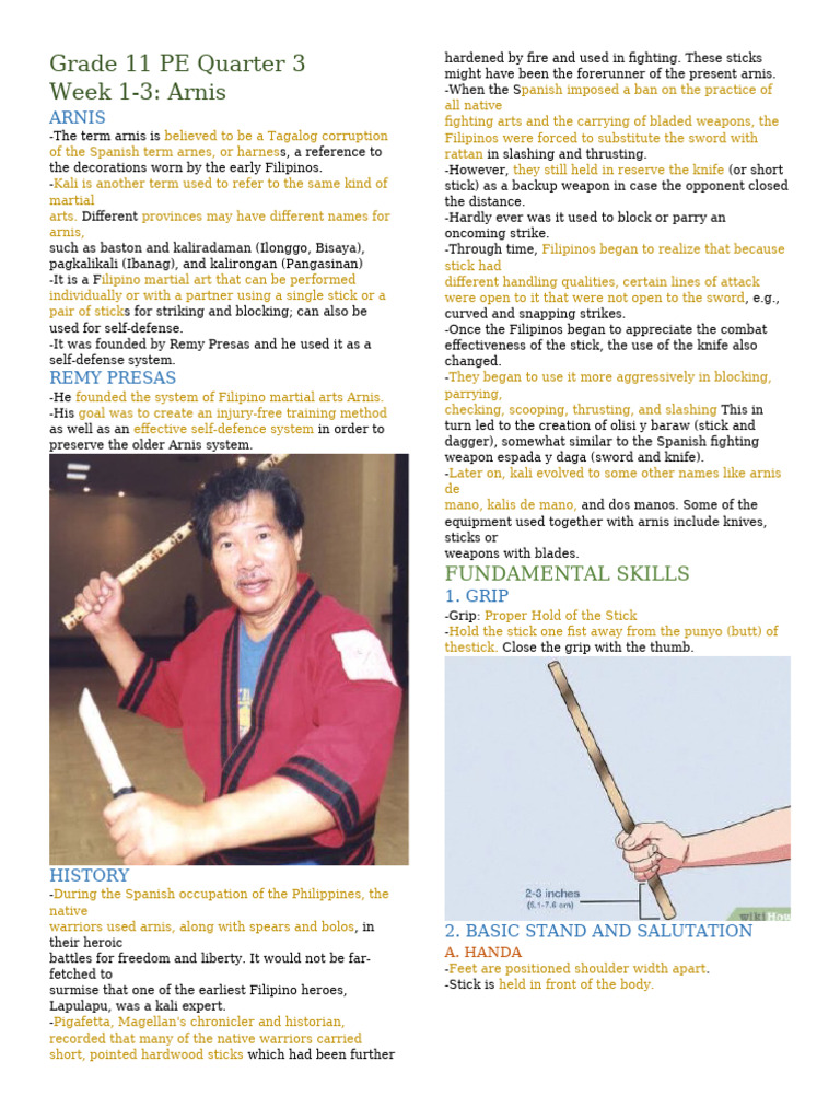 Grade 11 PE Quarter 3 | PDF | Melee Weapons | Blade Weapons
