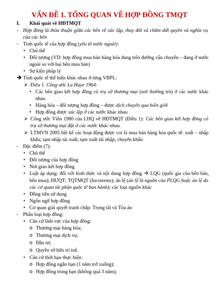Lý thuyết hợp đồng TMQT | PDF