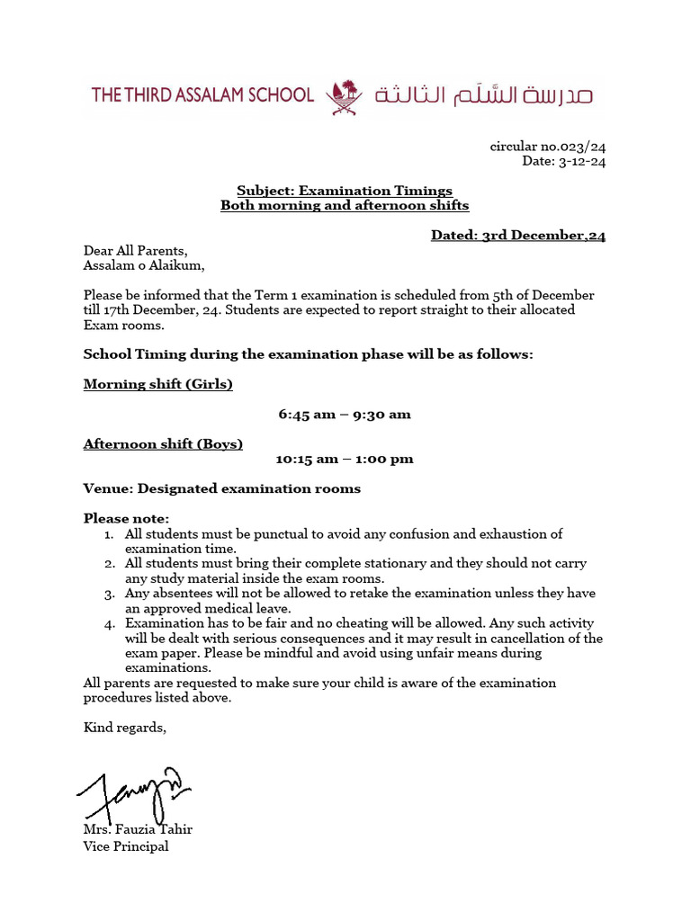 # 23 Examination Timings | PDF