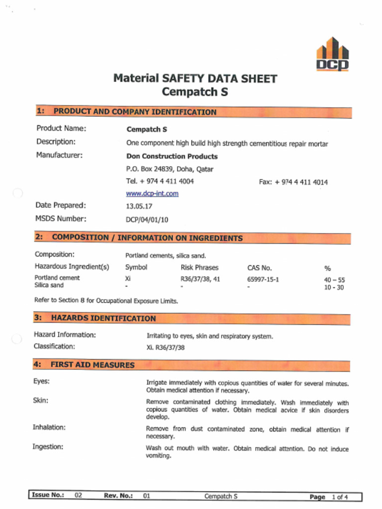 SDS - Cempatch S | PDF