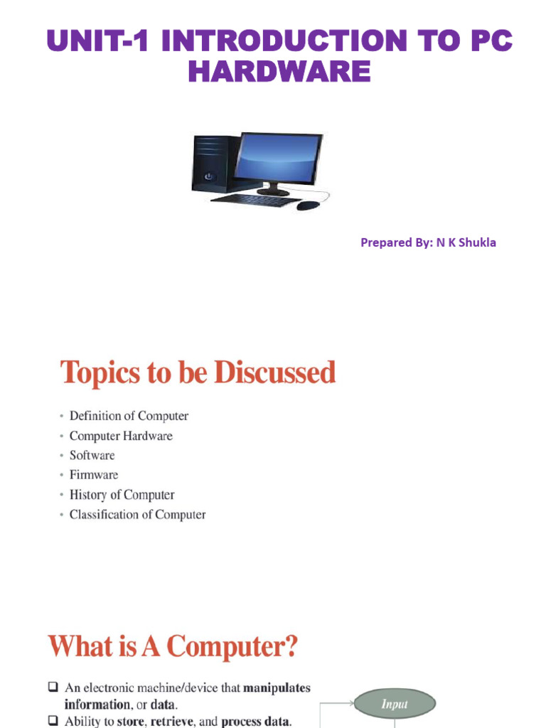 Unit-1 Introduction To PC Hardware | PDF | Usb | Hdmi