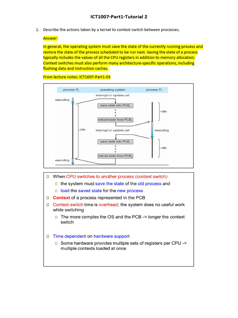 ICT1007-Part1-Tutorial2(Answer) | PDF | Process (Computing) | Concurrency (Computer Science)
