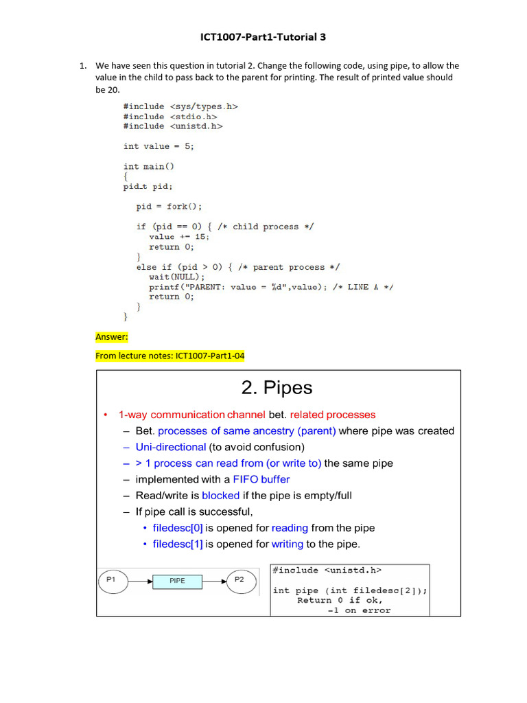 ICT1007 Part1 Tutorial3 (Answer) | PDF | Computing | Concurrent Computing