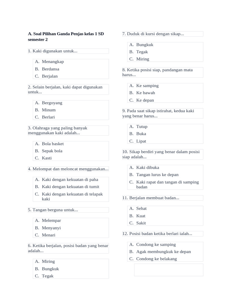 Penjas Kelas 1 SD | PDF