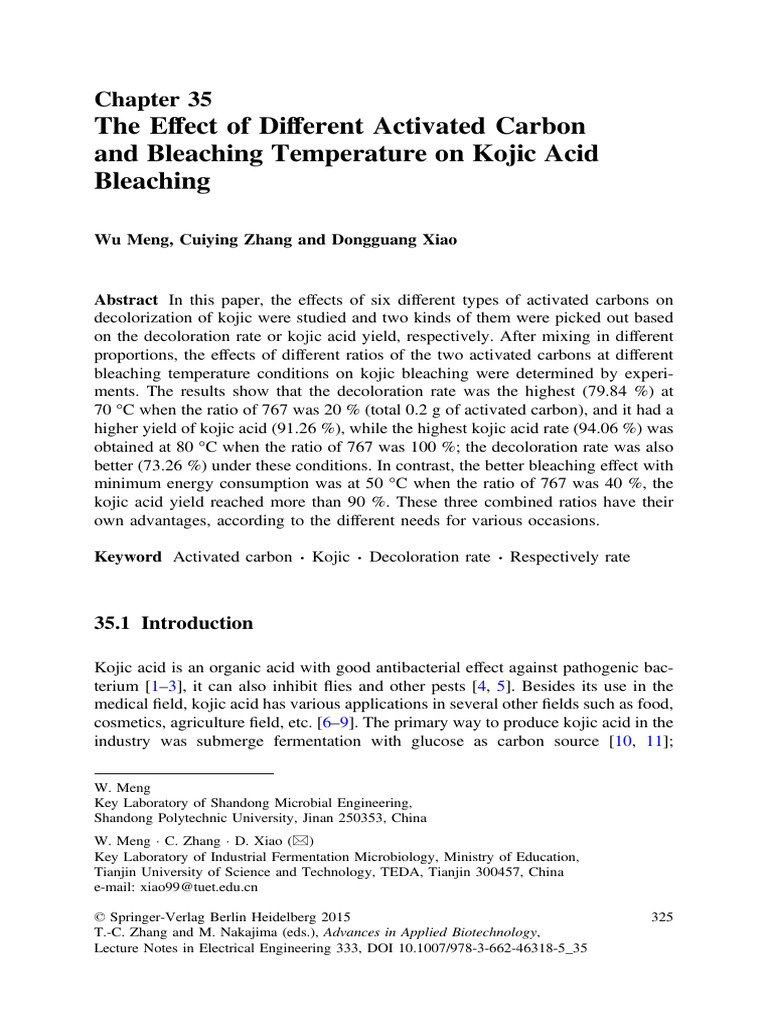 0107-Chapter 35 The Effect of Different Activated Carbon and Bleaching Temperature On Kojic Acid ...