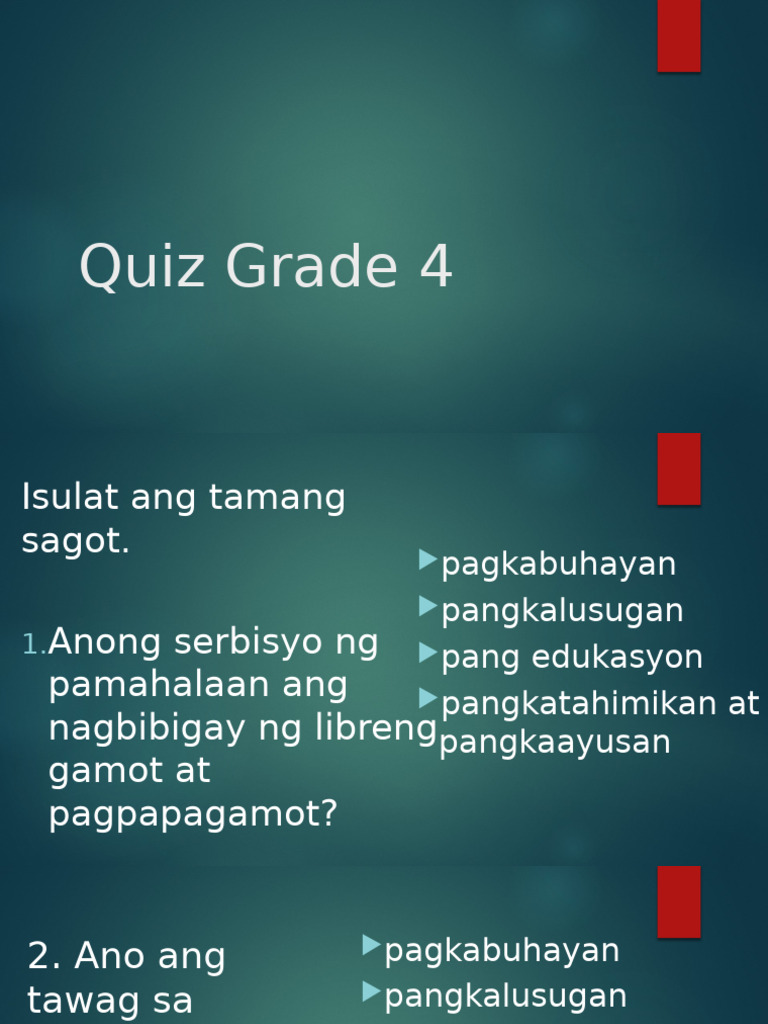 Quiz Grade 4 | PDF