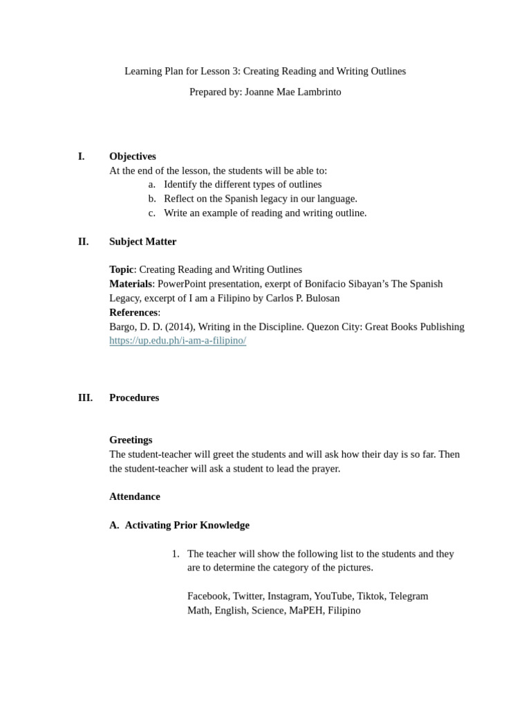 Creating Effective Reading and Writing Outlines | PDF