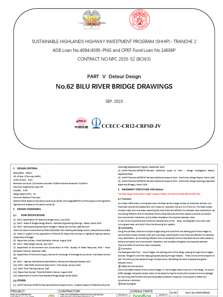 Bilu River Bridge Detour Design Guide | PDF | Road | Papua New Guinea