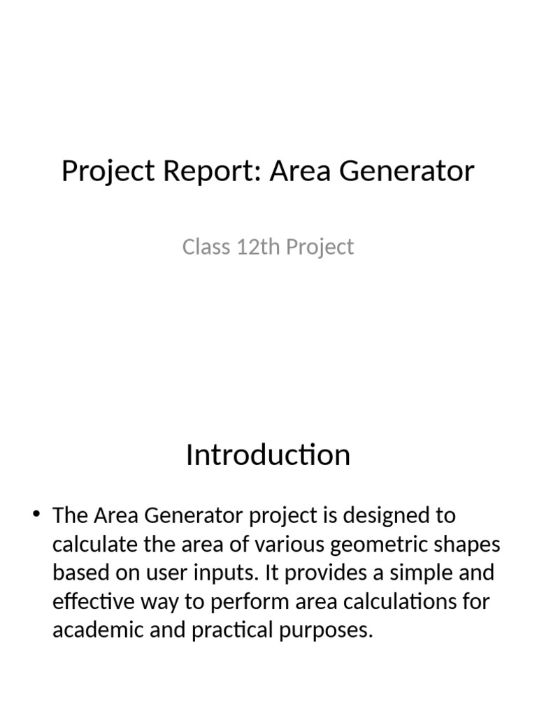 Area Generator Project Report | PDF