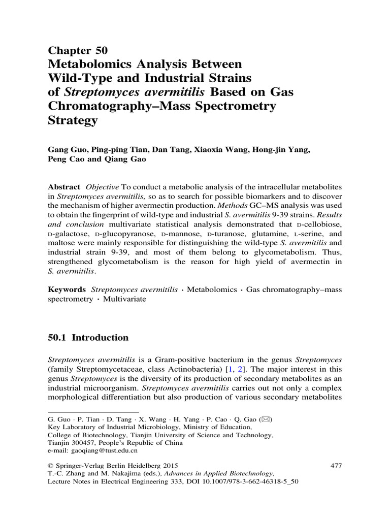 Streptomyces Avermitilis | PDF | Metabolomics | Gas Chromatography