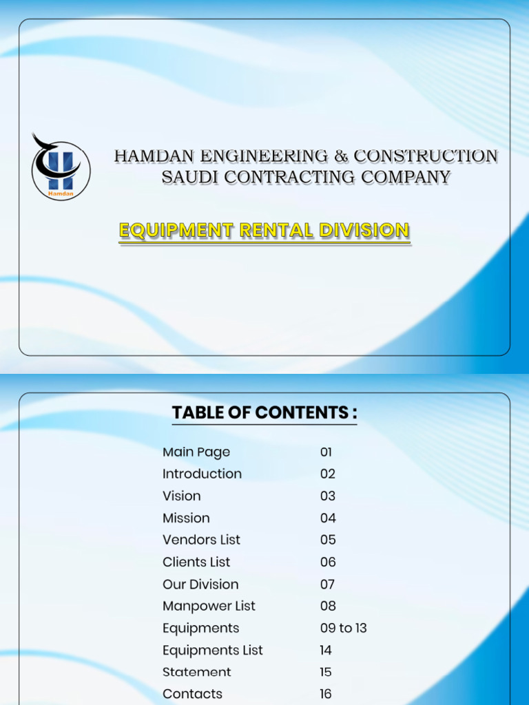 HAMDAN Rental Equipment Profile PDF | PDF