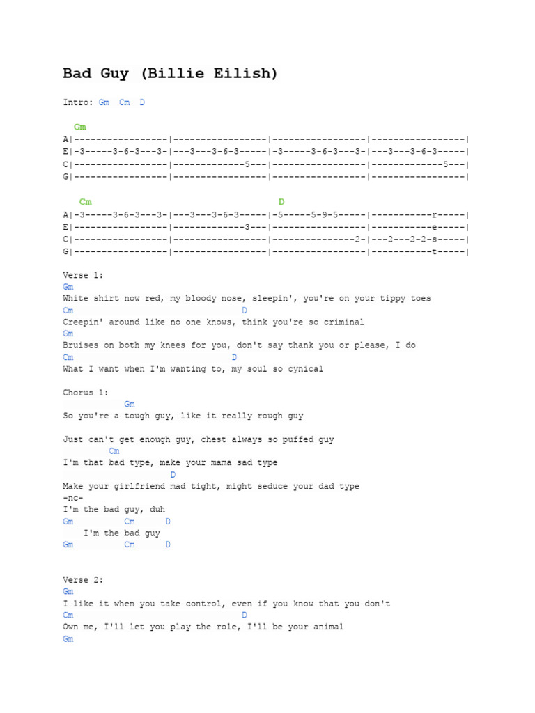 Bad Guy (Billie Eilish) | PDF