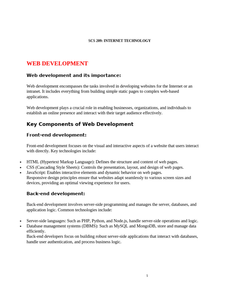 Scs 209 Web Development | PDF | Web Development | World Wide Web