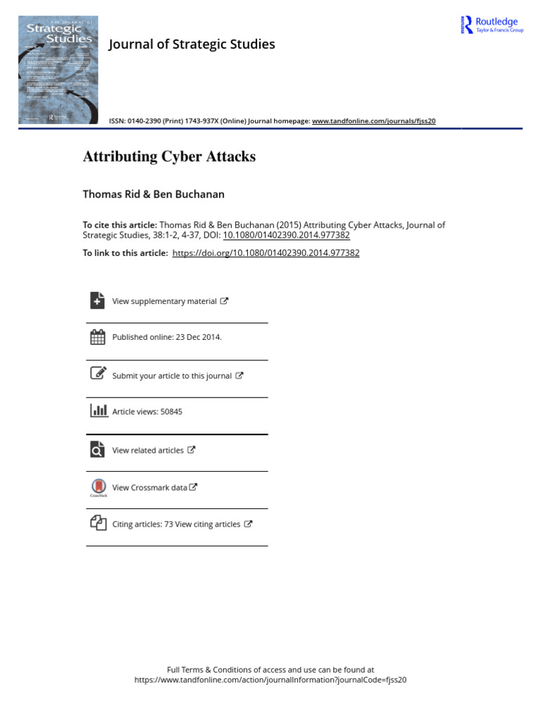 Attributing Cyber Attacks | PDF | Malware | Cyberwarfare