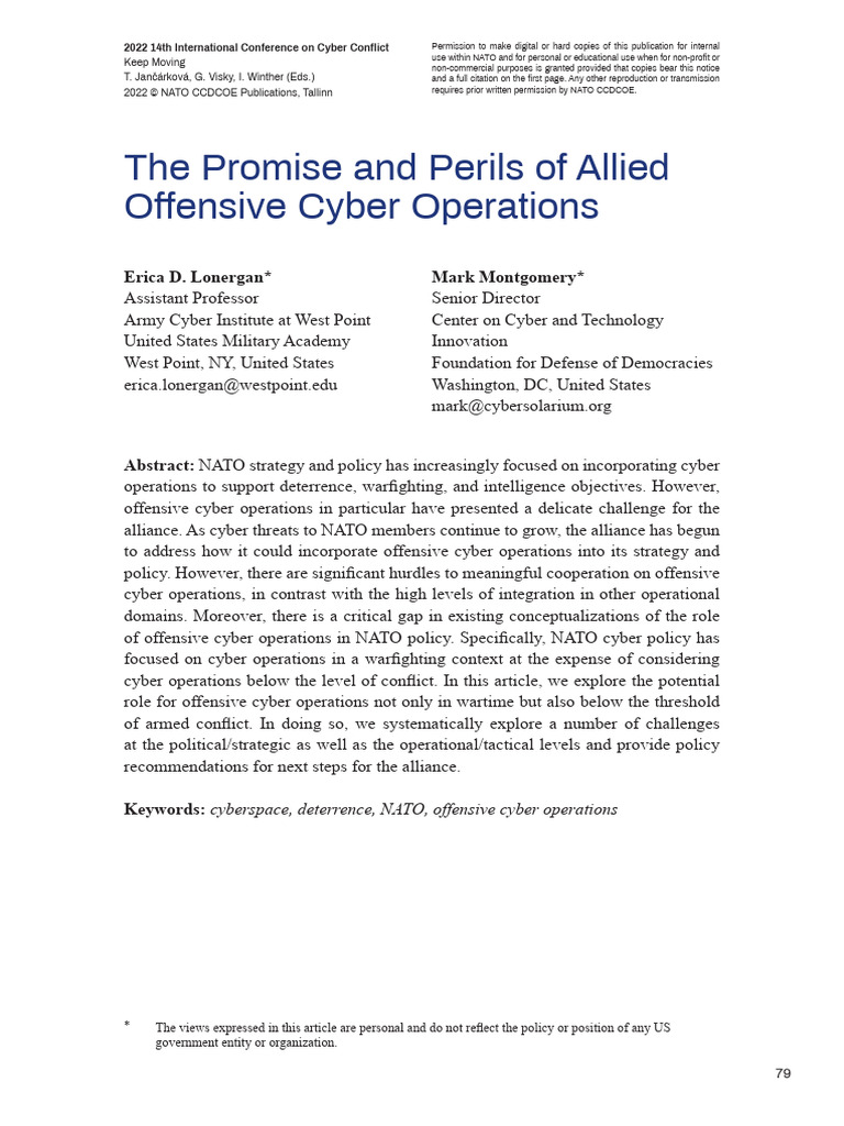 The Promise and Perils of Allied Offensive Cyber Operations | PDF ...