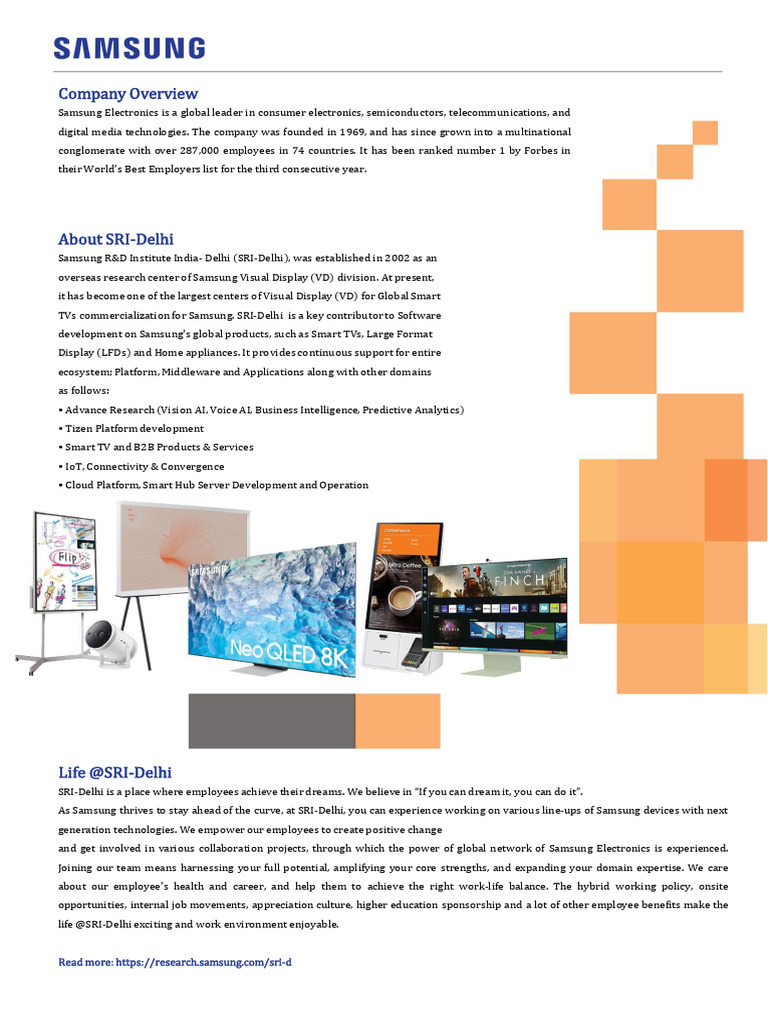 JD - Intern - Product Engineer | PDF | Samsung | Samsung Electronics