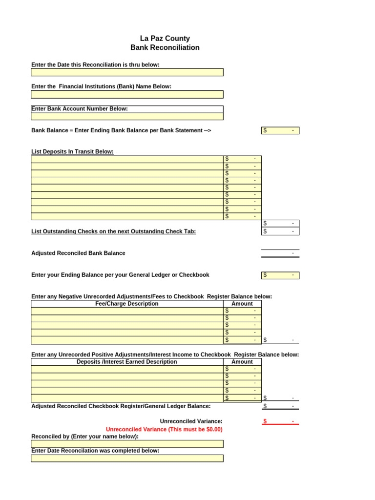 Bank Reconciliation Template With Instructions | PDF | Banks | Cheque