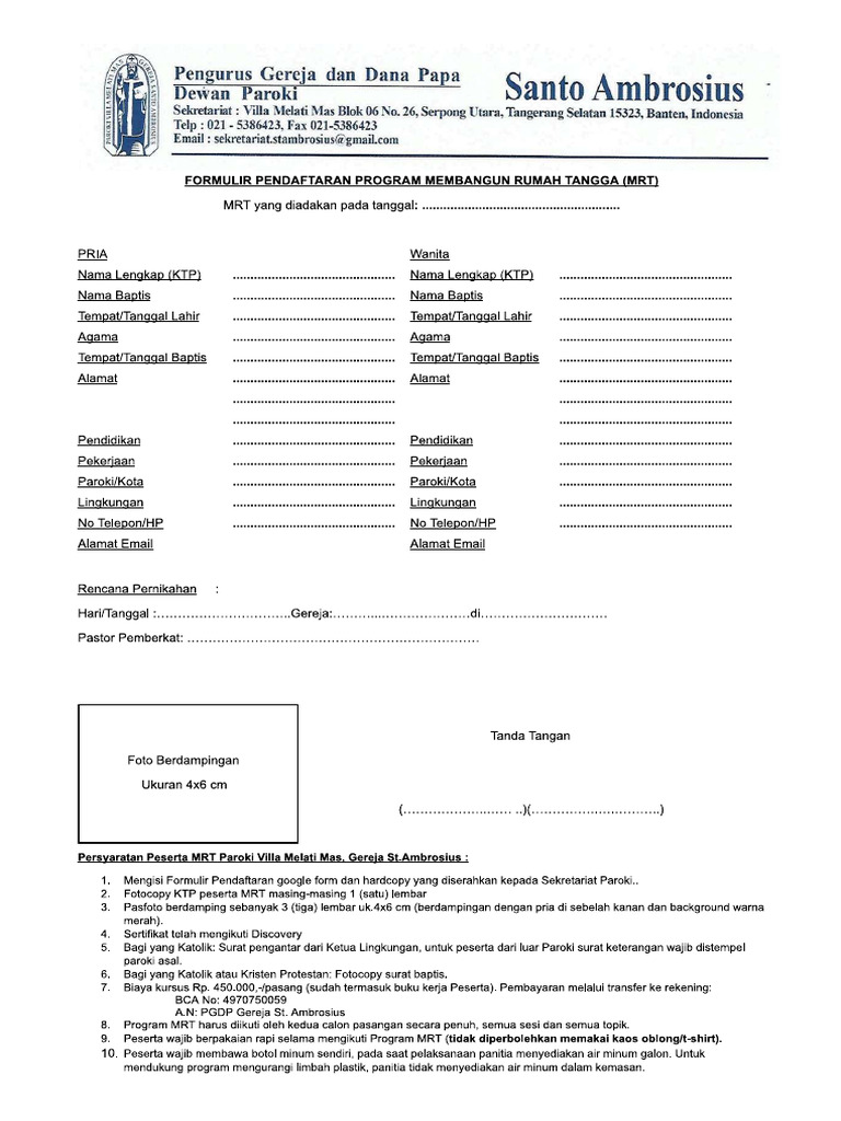 Formulir Pendaftaran MRT 2025 | PDF
