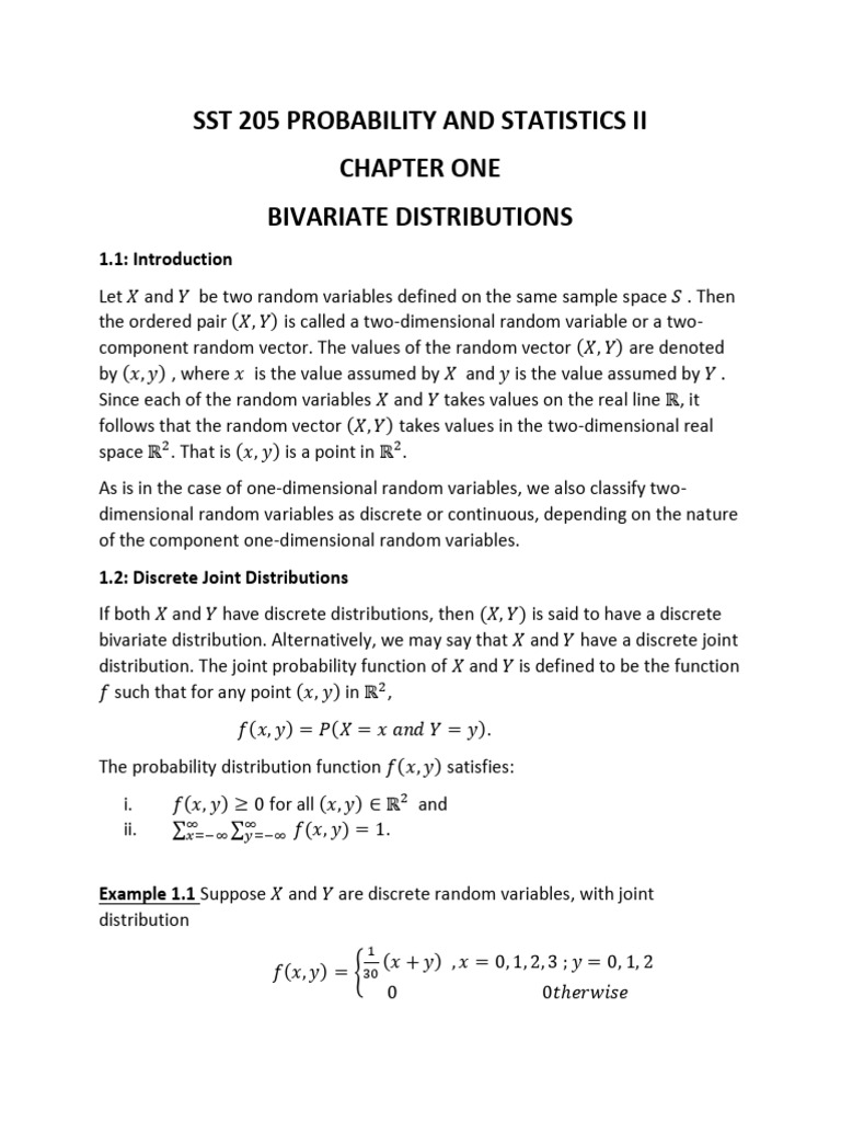 Bivariate Distributions in Statistics | PDF | Probability Density Function | Probability ...