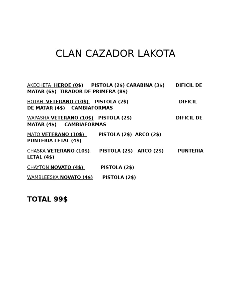 INDIOS LIST | PDF