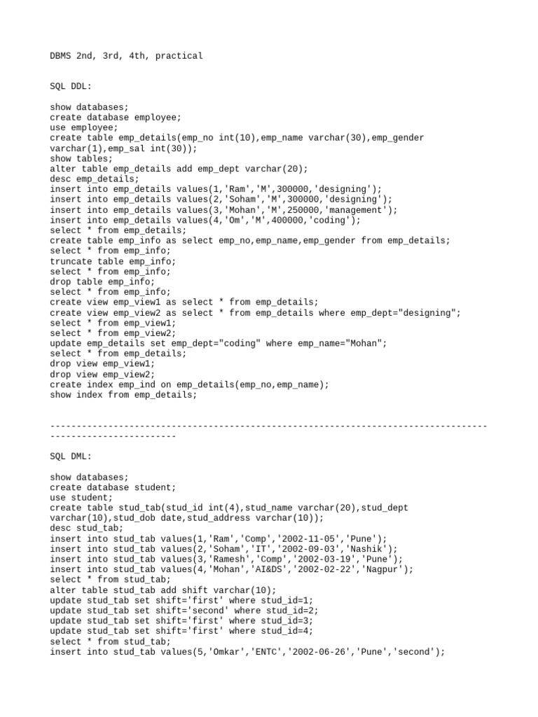 DBMS 2nd, 3rd, 4th, Practical | PDF | Databases | Data Management Software