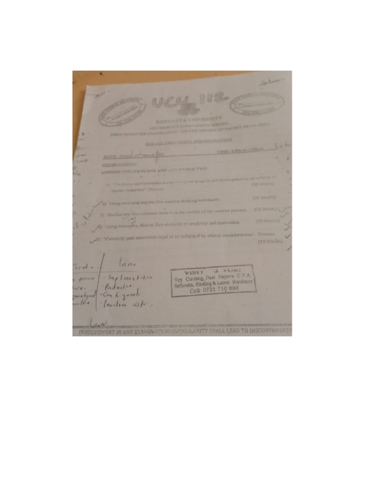 UCU 112 Past Papers | PDF