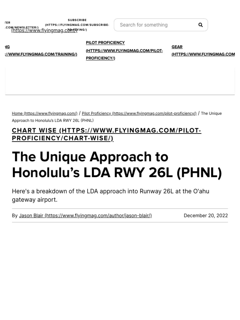 The Unique Approach To Honolulu's LDA RWY 26L (PHNL) - FLYING Magazine ...