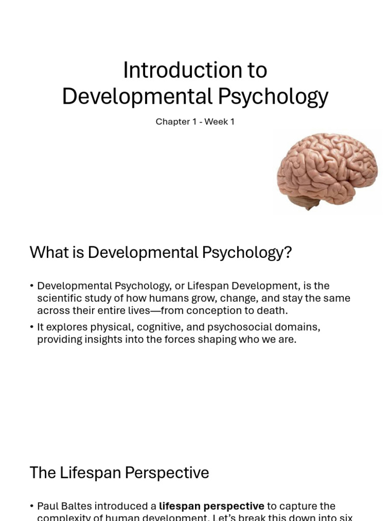 Chapter 1 - Week 1- Introduction to Developmental Psychology | PDF ...
