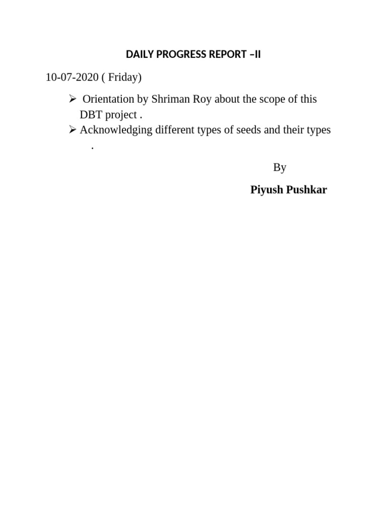 Daily Progress Report 2 | PDF