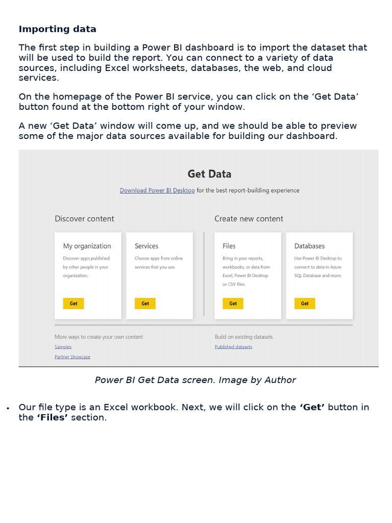 Importing Data into Power BI Dashboard | PDF