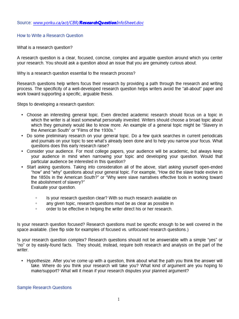 How to write a research question(5) | PDF | Question | Social ...