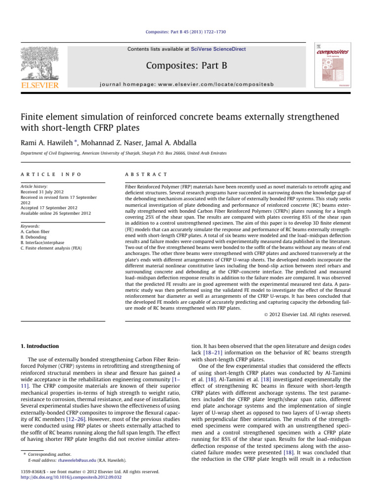 Finite Element Simulation Of Reinforced Concrete Beams Externally Strengthened Pdf Strength
