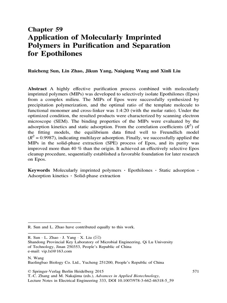 0132-Chapter 59 Application of Molecularly Imprinted Polymers in Purification and Separation For ...