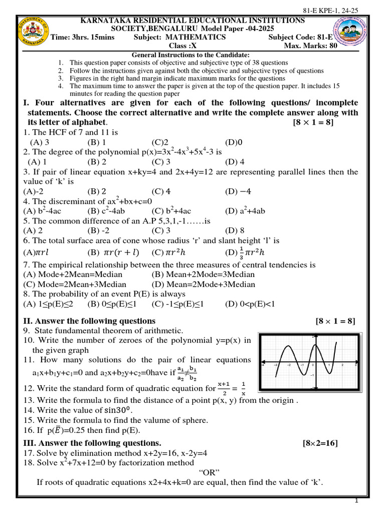 Model QP 4 - 250201 - 092411 | PDF | Equations | Algebra