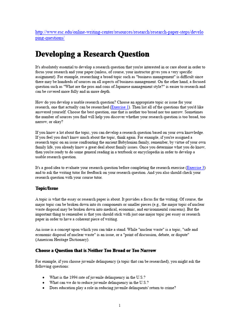Developing A Research Question | PDF | Alcoholism | Obesity