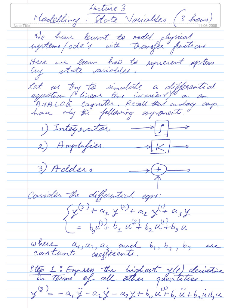 Lecture 3 - Modelling - State - Variables | PDF