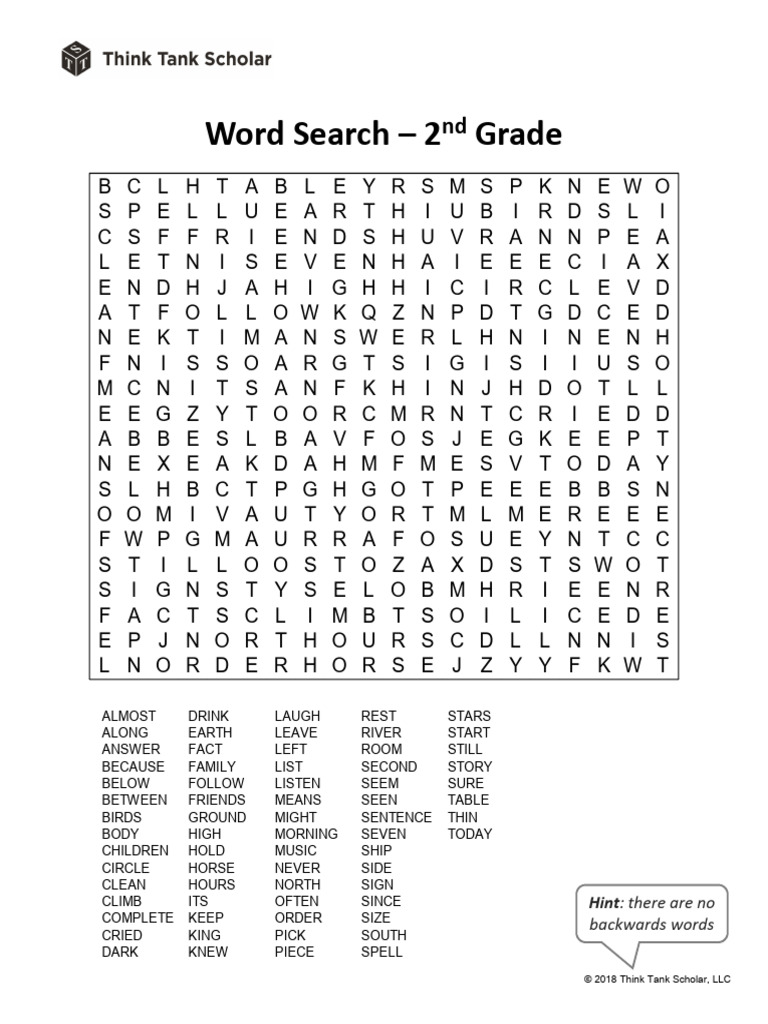 Sight Words Worksheet Free 2nd Grade Word Search 1 | PDF