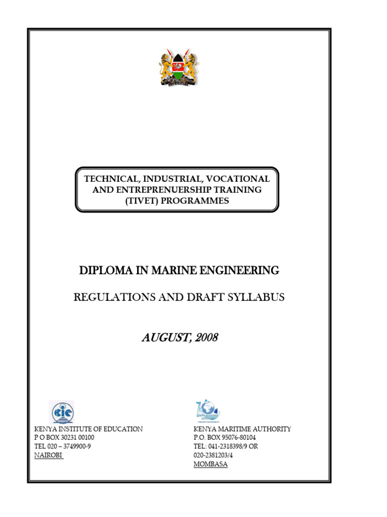 Course Outline_diploma in Marine Engineering | PDF | Ships | Corrosion