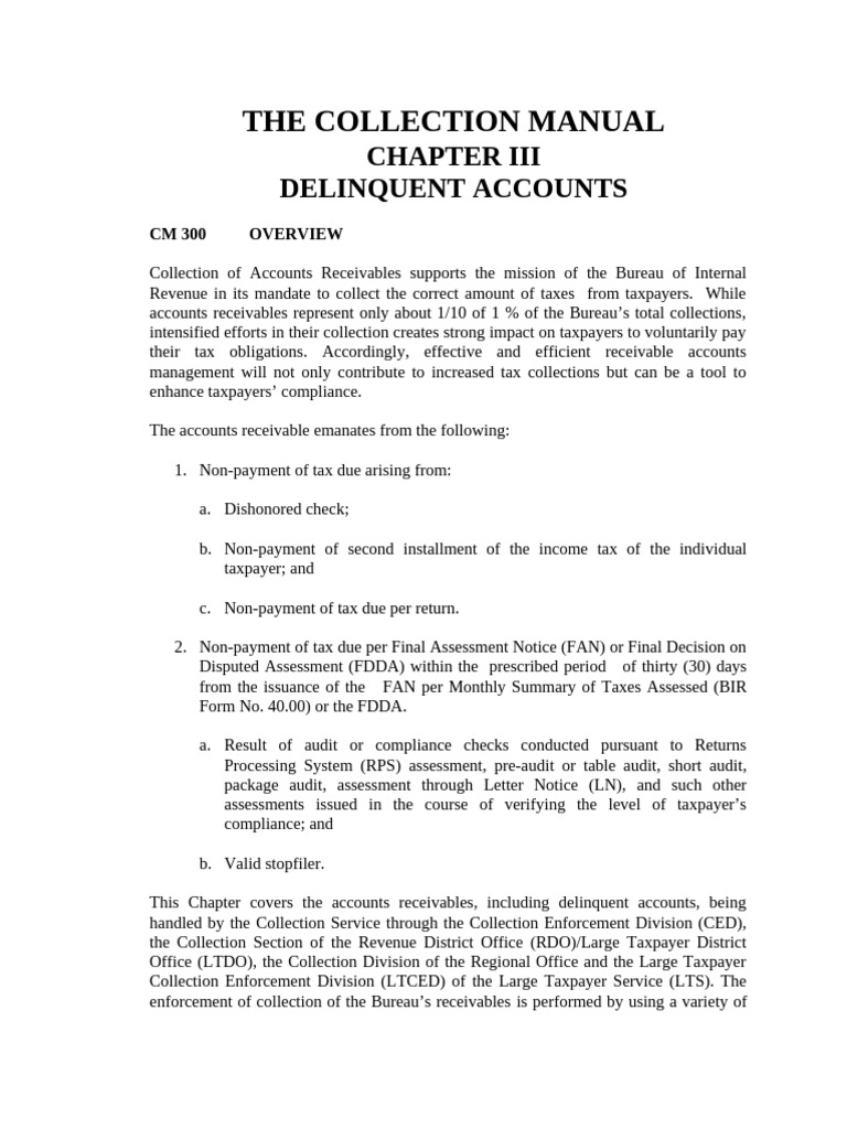 Chapter III Delinquent Accounts December 2011 | PDF | Taxes | Taxpayer