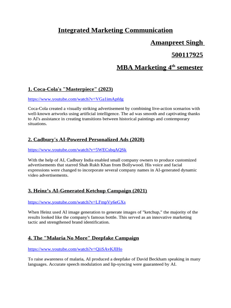 IMC assignment | PDF | Artificial Intelligence | Intelligence (AI) & Semantics