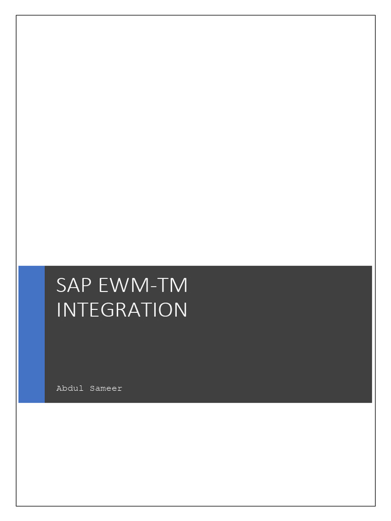 SAP EWM-TM Integration Overview | PDF | Logistics | Warehouse