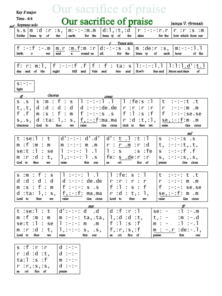 Sacrifice of Praise Tonic | PDF