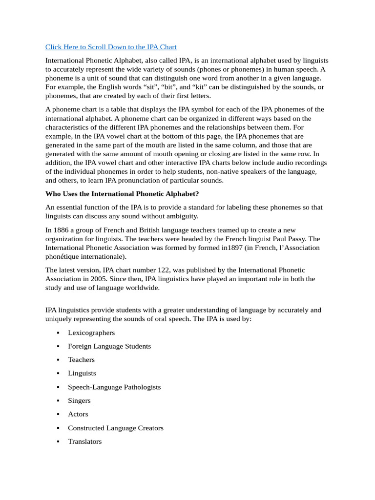 IPA cHART | PDF | Phoneme | Alphabet