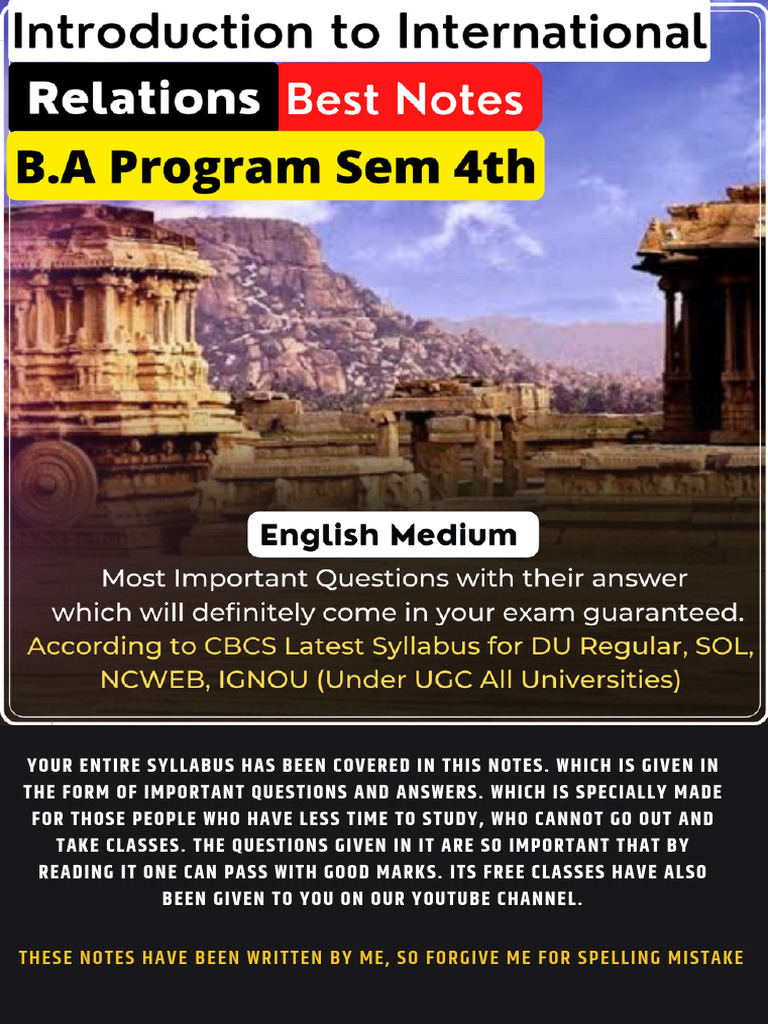 International Relations Pol Sem 4 Eng Notes | PDF | Feminism | Gender ...