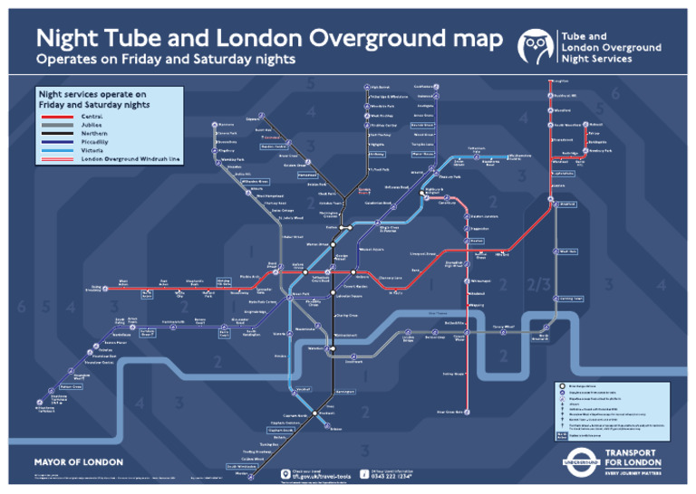 Night Tube Map 2024 | PDF