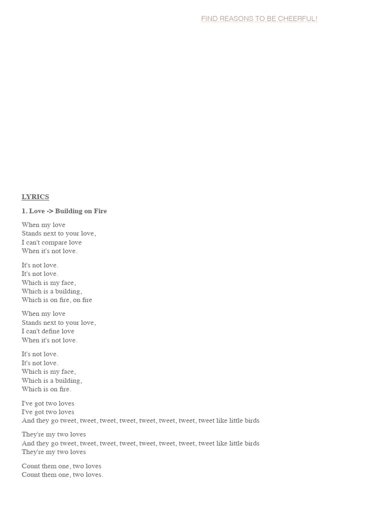 Talking Heads: Same As It Ever Was Lyrics | PDF
