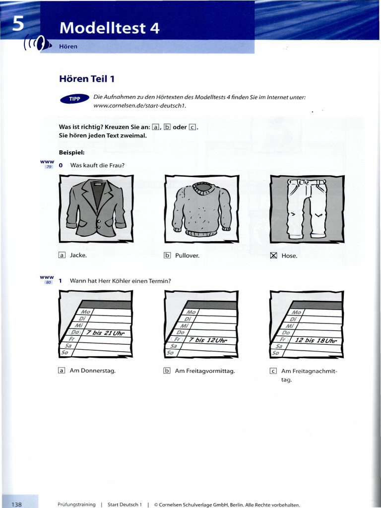 Pruefungstraining Start Deutsch A1 Test 4 | PDF