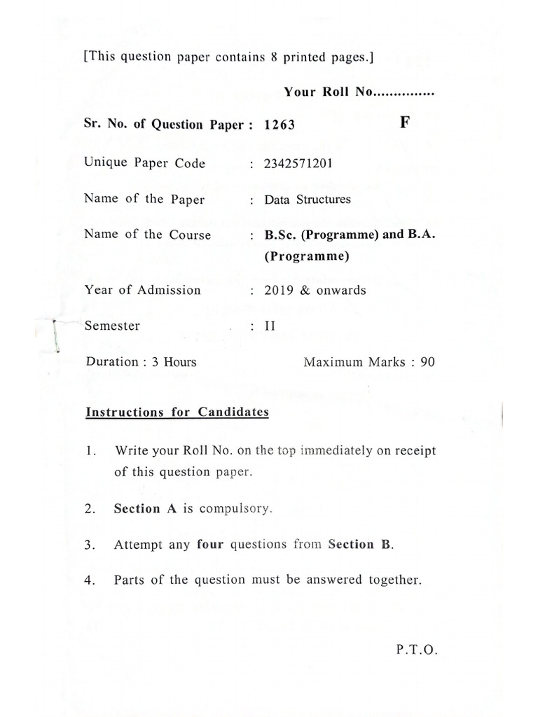 Data Structures PYQ DU | PDF