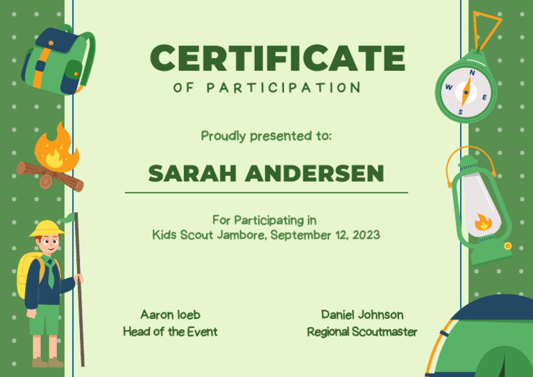 Kids Scout Jamboree Certificate | PDF