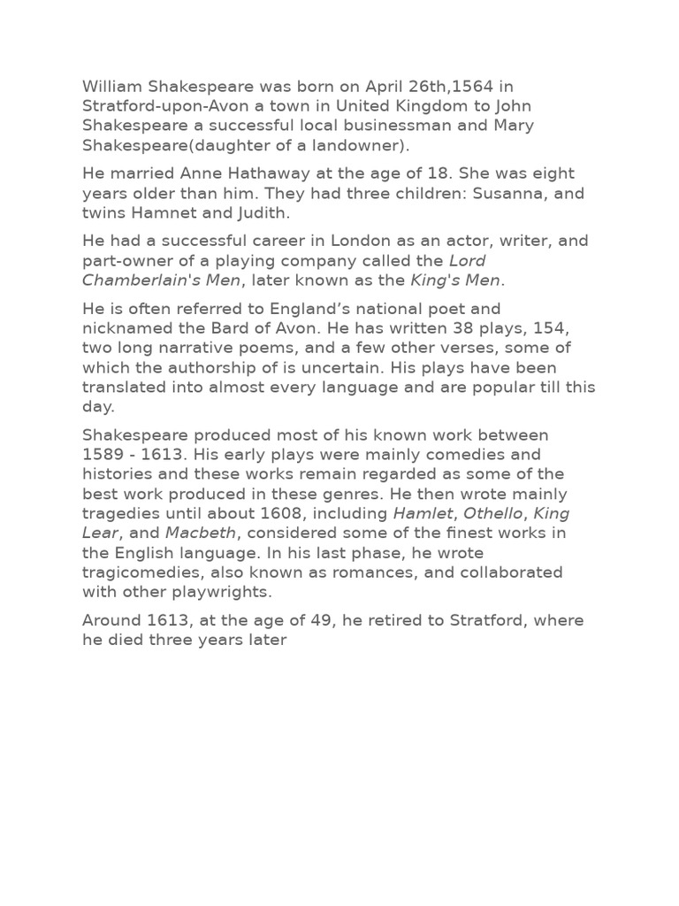 English Literature Activity | PDF | William Shakespeare